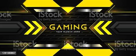 금속 기술 개념과 미래 노란색과 검은 색 추상적 인 게임 배너 디자인 템플릿 벡터 그래픽 노랑에 대한 스톡 벡터 아트 및 기타 이미지 노랑 배경 주제 스포츠 Istock