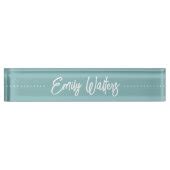 Hazy Aqua Sketched Cursive Script Desk Name Plate Zazzle