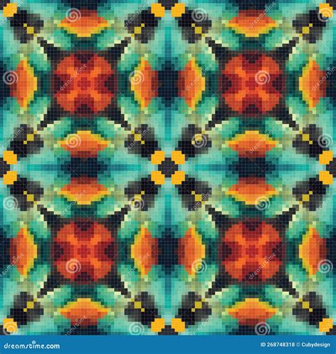 Geometric Mosaic Seamless Pattern Design Repeat Textile Design Surface Design Stock