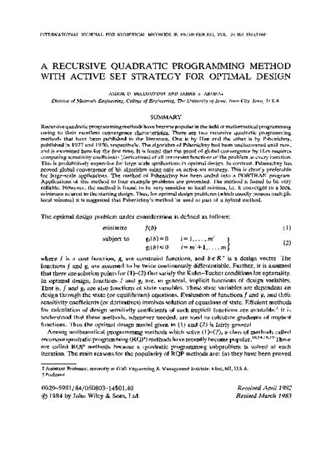 A Recursive Quadratic Programming Method With Active Set Strategy For