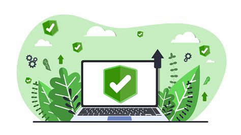 벡터 일러스트 레이 션 쉴드 디자인을 수락합니다 파란색 배경과 나뭇잎이 있는 노트북 배너 템플릿 배경 디자인 0명에 대한 스톡 벡터 아트 및 기타 이미지 Istock