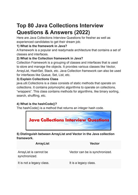 Solution Top 80 Java Collections Interview Questions Answers 2022