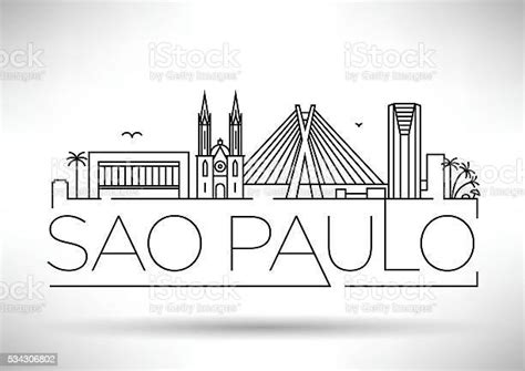 최소한의 새러토가 도시 스카이라인 표기 디자인식 선형 브라질에 대한 스톡 벡터 아트 및 기타 이미지 브라질 스카이라인 라인아트 Istock