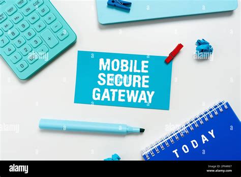 Hand Writing Sign Mobile Secure Gateway Concept Meaning Securing