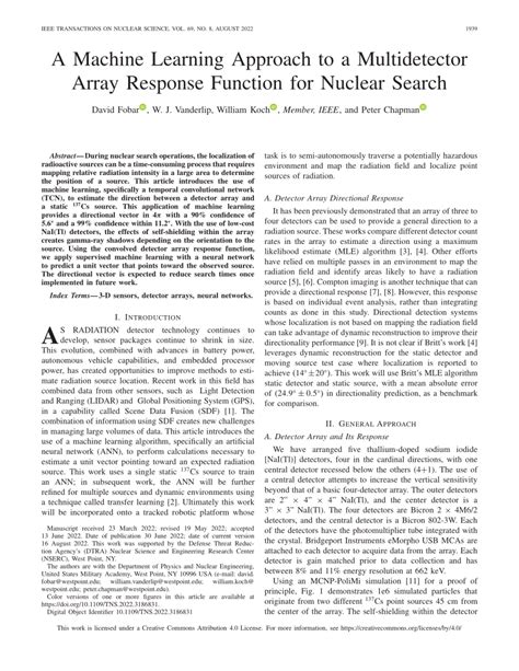 Pdf A Machine Learning Approach To A Multi Detector Array Response