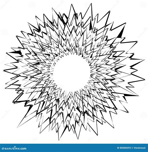 Circular Geometric Graphic With Distorted Radial Radiating Line Stock Vector Illustration Of