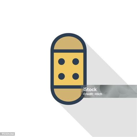 의료 접착 붕대 얇은 라인 플랫 컬러 아이콘입니다 선형 벡터 기호입니다 화려한 긴 그림자 디자인입니다 0명에 대한 스톡 벡터 아트 및 기타 이미지 Istock