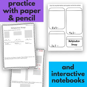 Multiplication As Arrays Anchor Chart Game Practice Activity Review Worksheet