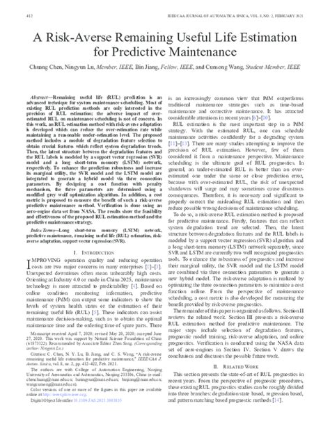 Pdf A Risk Averse Remaining Useful Life Estimation For Predictive Maintenance