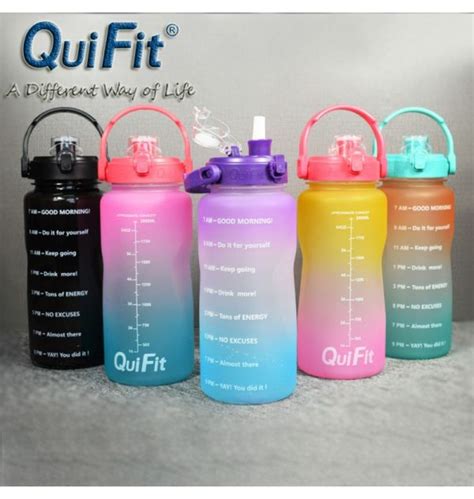 2리터 대용량 물통 스포츠 헬스 쉐이크통 보틀 Quifit 2l38l 바운스 캡 갤런 물병 컵 타임 스탬프 트리거 없음 Bpa 스포츠 폰 홀더 피트니스실외 물병 티몬