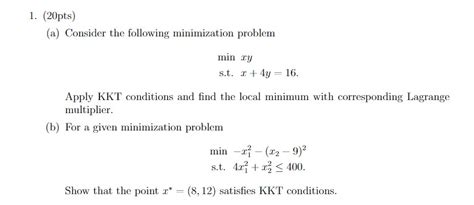 Solved 20ptsa ﻿consider The Following Minimization