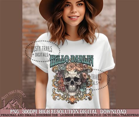Hello Darling Png Skull Western Boho Png Boho Desert Etsy