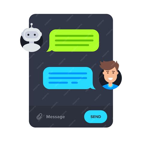Premium Vector Man Chatting With Robot In Messenger App