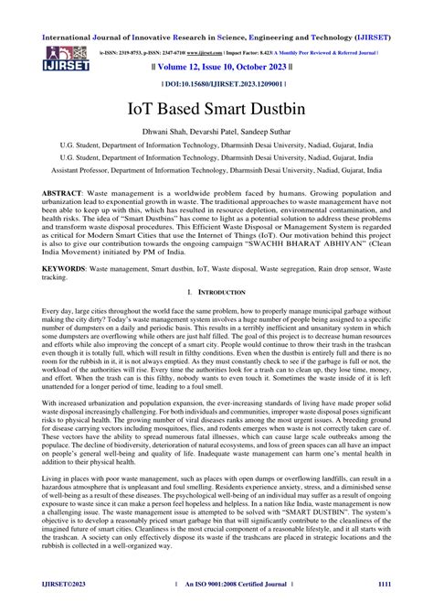 Pdf Iot Based Smart Dustbin