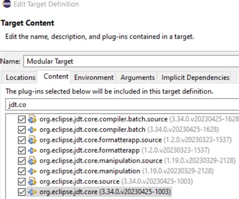 oomph latest jdt not visible when selecting latest · issue 2634