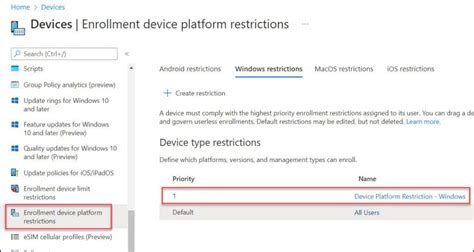 how to configure intune device enrollment restrictions
