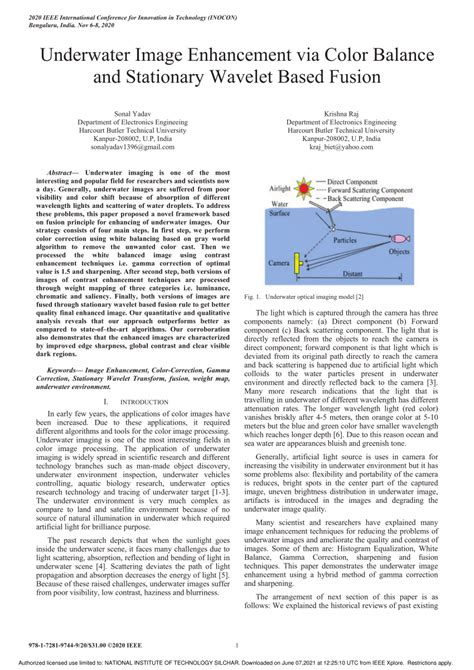 Pdf Underwater Image Enhancement Via Color Balance And Stationary