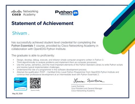 Shivam On Linkedin Pythoncoding Certificate Cisco