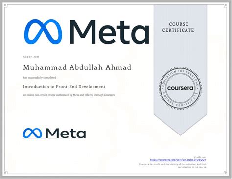 muhammad abdullah ahmad on linkedin metafrontend coursera frontenddevelopment html css