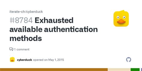 Exhausted Available Authentication Methods · Issue 8784 · Iterate Chcyberduck · Github