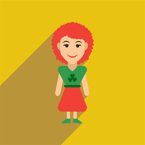 긴 그림자 아일랜드 여자 벡터와 플랫 웹 아이콘 Ai Eps Uidownload