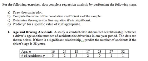 Solved For The Following Exercises Do A Complete Regression