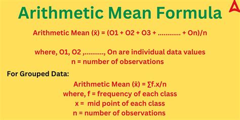 Arithmetic Mean Formula Examples Properties