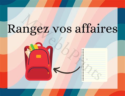 French Classroom Commands Printable Poster Bundle Les Phrases Utiles Retro Rainbow Groovy 70s