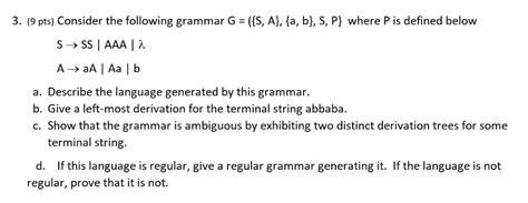 Solved Consider The Following Grammar G {s A} {a B}