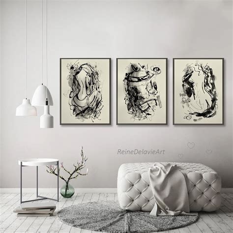 Abstract Painting Female Male Art Erotic Sensual Grey Black Minimalism Print Minimalism