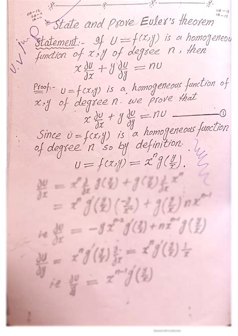 SOLUTION Statement And Prove Eulers Theorem Studypool