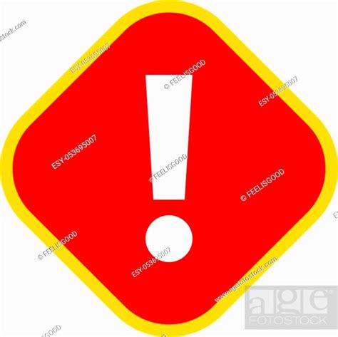 Flat Style Exclamation Mark Icon Warning Sign Attention Button In Rhomb Shape Stock Vector