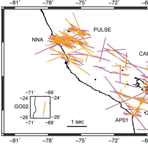 Non Null Skks Splitting Results Plotted At Stations Each Splitting