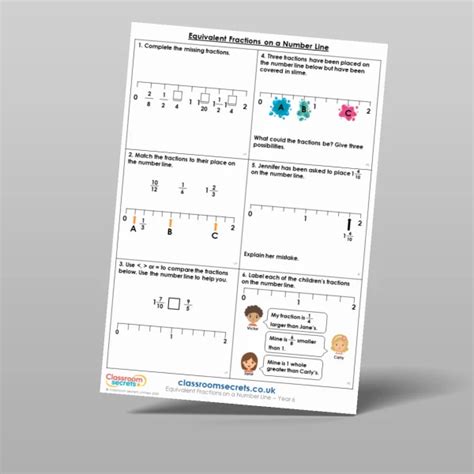 Year 6 Equivalent Fractions On A Number Line Mixed Activity Resource