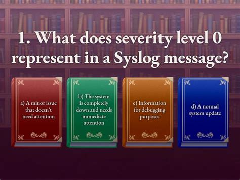 Unit 11 Lesson 3 Activity 14 Syslog Severity Levels Quiz Unit 11 Lesson 3 Activity 14 Syslog Severity Levels Quiz