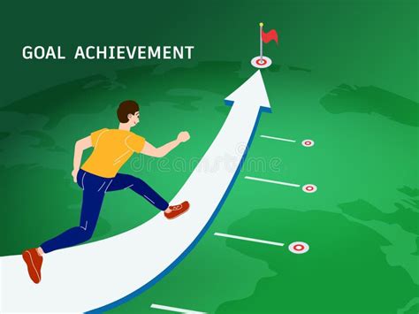 Young Man Run Overcoming Obstacles To Achieve Goal Stock Illustration