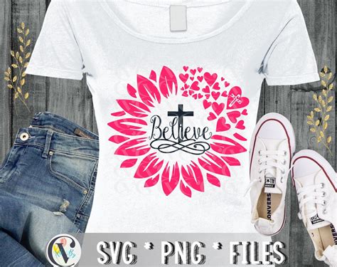 Sunflower Believe Svg Flower Jesus Svg Christian Svg Etsy