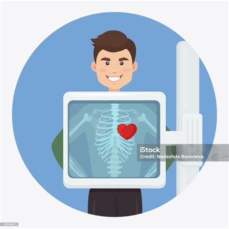 인체를 스캔하는 X선 기계 가슴 뼈의 Roentgen 심장 진단 수술에 대한 심장 질환의 건강 검사 장기의 초음파 벡터 일러스트레이션 관상동맥에 대한 스톡 벡터 아트 및
