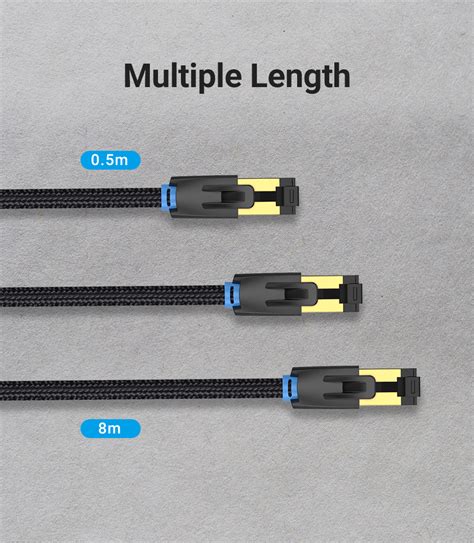Vention Cotton Braided Cat8 Sftp Patch Cable 40gbps 4x Faster Network