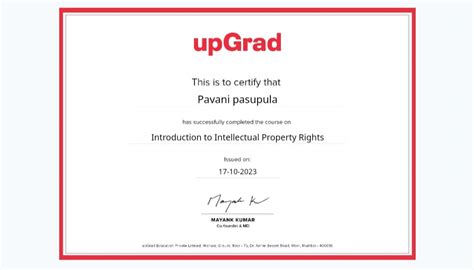 Pavani Pasupula On Linkedin I Am Happy To Share That I Have Completed My Intellectual Property