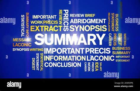 Summary Animated Word Cloud Design Animation Kinetic Typography Seamless Loop Stock Video