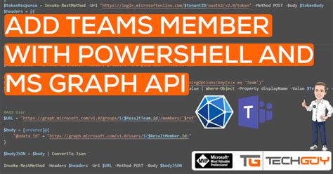 add a member to a microsoft teams team with powershell and ms graph api
