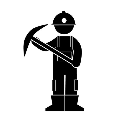 Stick Figure And Stick Man Vector Silhouette Illustration Miner Mining 29624375 Vector Art At
