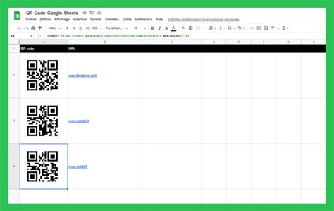 Créer des QR codes automatiquement dans Google Sheets