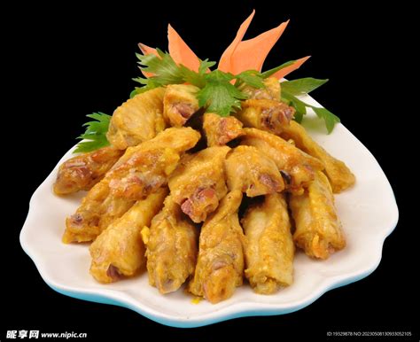 蒜香盐焗翅摄影图 传统美食 餐饮美食 摄影图库 昵图网