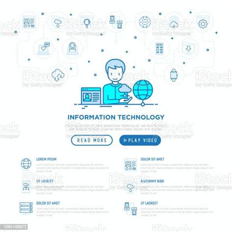 정보 기술 개념 클라우드 서비스를 사용 하 여 사람 얇은 선 아이콘 소셜 네트워크 검색 피드백 영상 통화 클라우드 데이터 다운로드 벡터 일러스트 레이 션 웹 페이지 서식