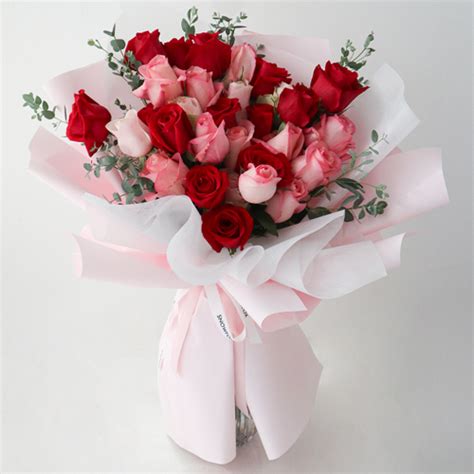 환상의 핑크빛 장미호수 꽃다발 생일·고백 추천 선물 스노우폭스 플라워