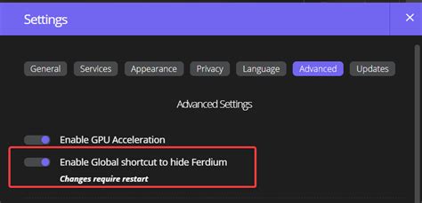 What Is This Option Enable Global Shortcut To Hide Ferdium Rferdium