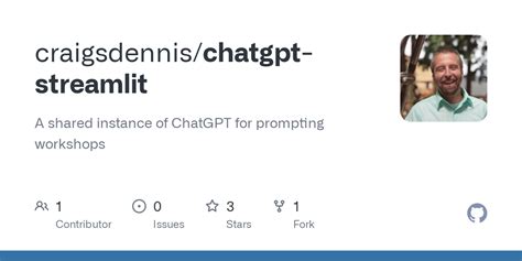Github Craigsdennischatgpt Streamlit A Shared Instance Of Chatgpt