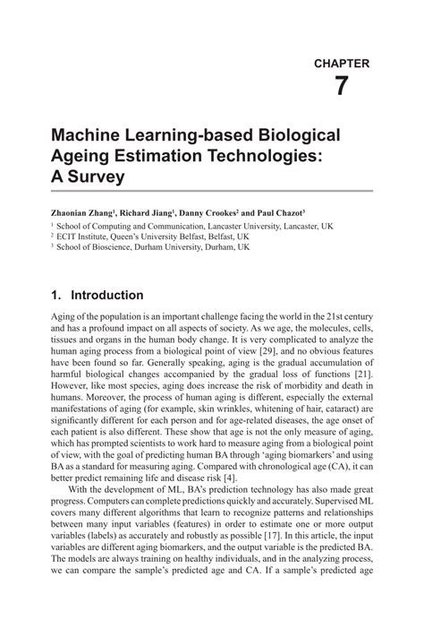 Pdf Machine Learning Based Biological Ageing Estimation Technologies A Survey
